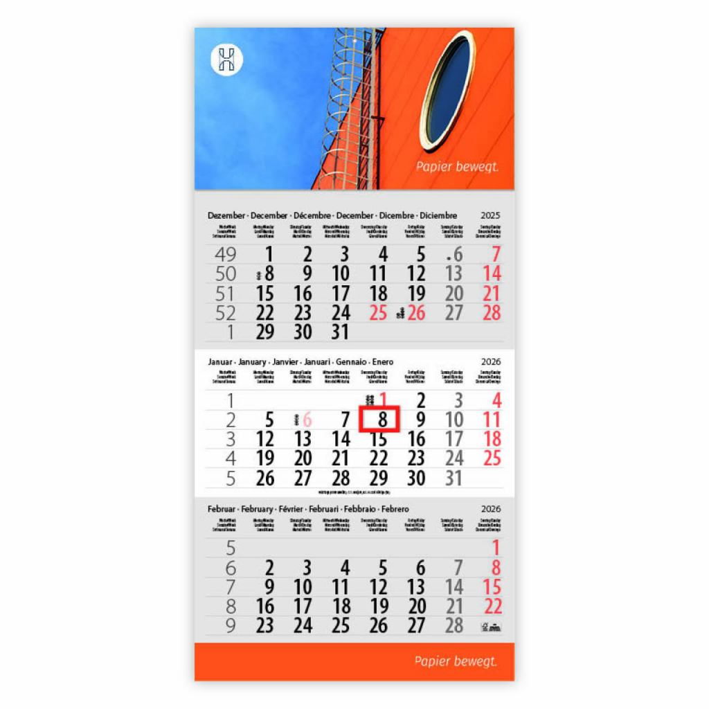 3-Monats DIN A3 Kalender "Trinus Euro" - Kalender Din A3